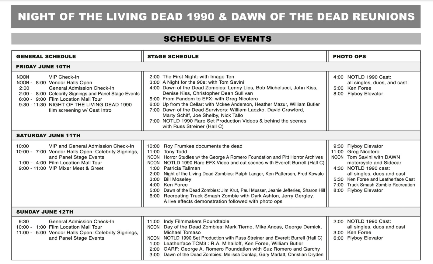 LIVING DEAD WEEKEND JUNE 2022 SCHEDULE - The Living Dead Weekend